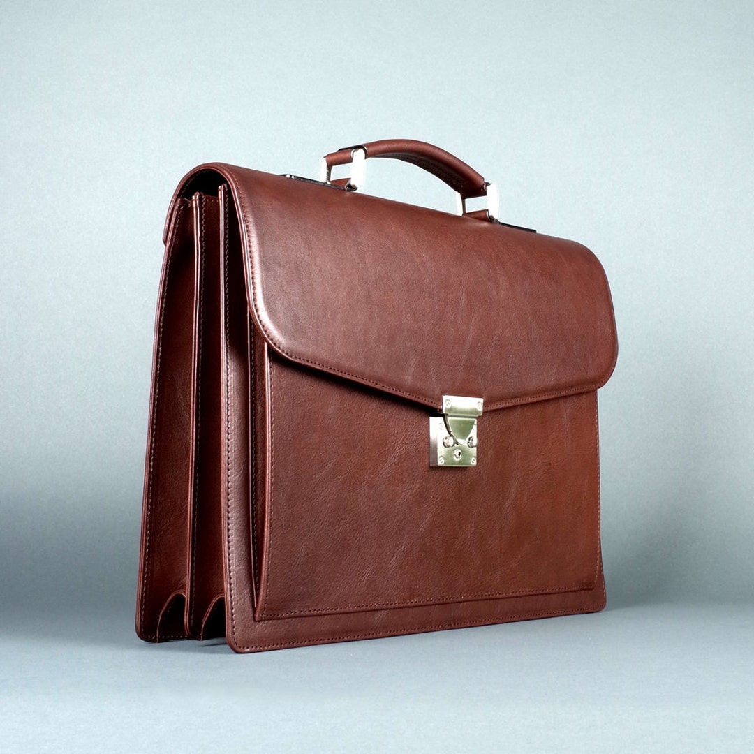 Handmade Leather Brown Briefcase - Etsy