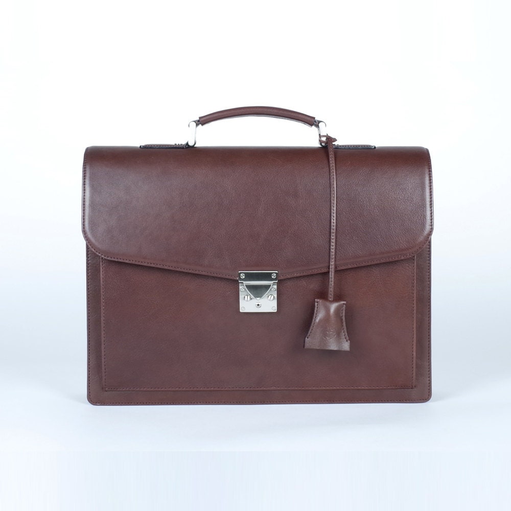Handmade Leather Brown Briefcase - Etsy