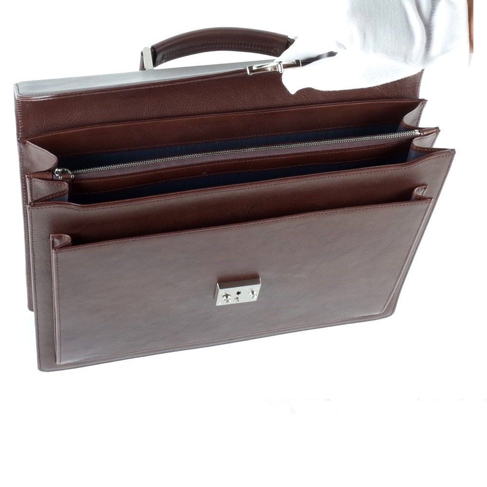 Handmade Leather Brown Briefcase - Etsy