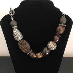 Wooden Beads, Kukui Nut Beads and Antique Silver Accents Necklace - Etsy