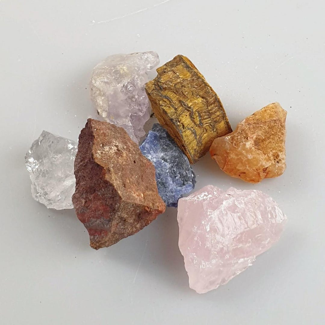 Crystal Therapy Set 7 Chakra Stones | Rough Stones: Jasper, Calcite ...