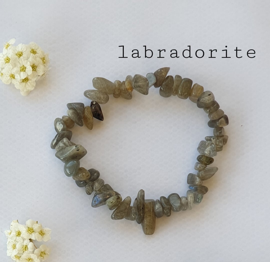 Pulsera de chip de labradorita / Pulsera elástica de piedra dura ...