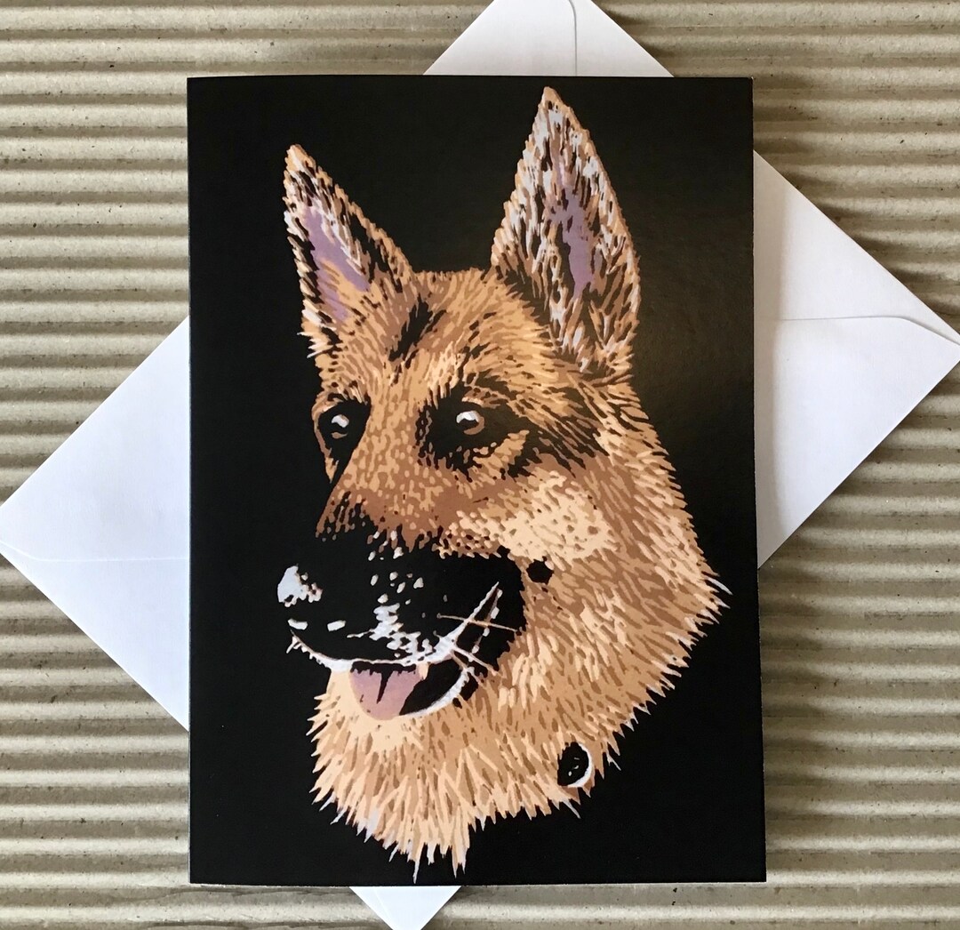 German Shepherd Dog Card, GSD Card, Blank Card, Any Occasion Card, Note ...