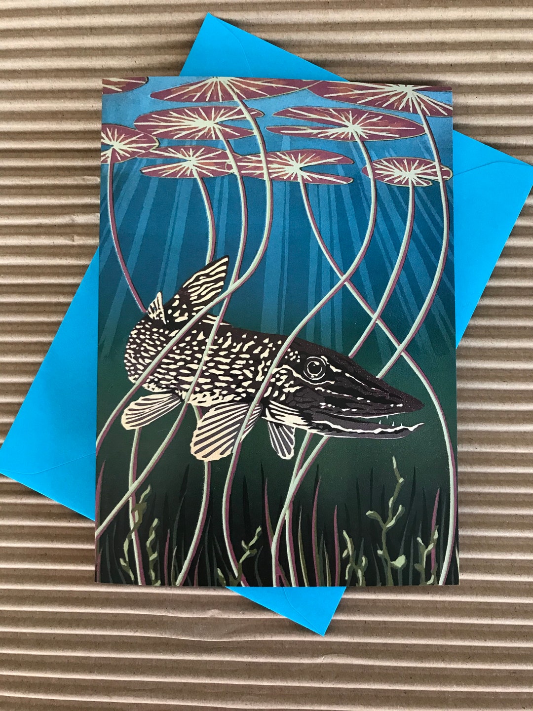 Pike Card, Fishing Card, Mens Greeting Card , Blank Card. - Etsy Singapore