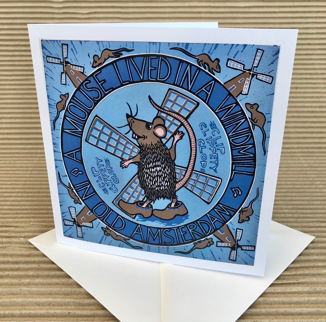 A Mouse Lived in a Windmill, Greetings Card, Nostalgia Card, Blank Card ...