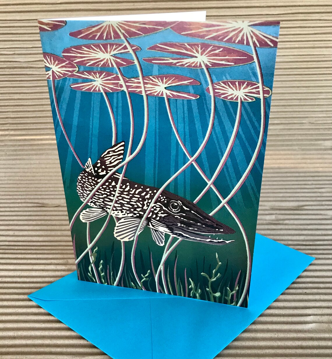 Pike Card, Fishing Card, Mens Greeting Card , Blank Card. - Etsy Singapore