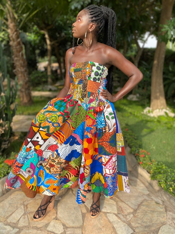 Ankara Print Boobtube Patchwork Dress - Etsy