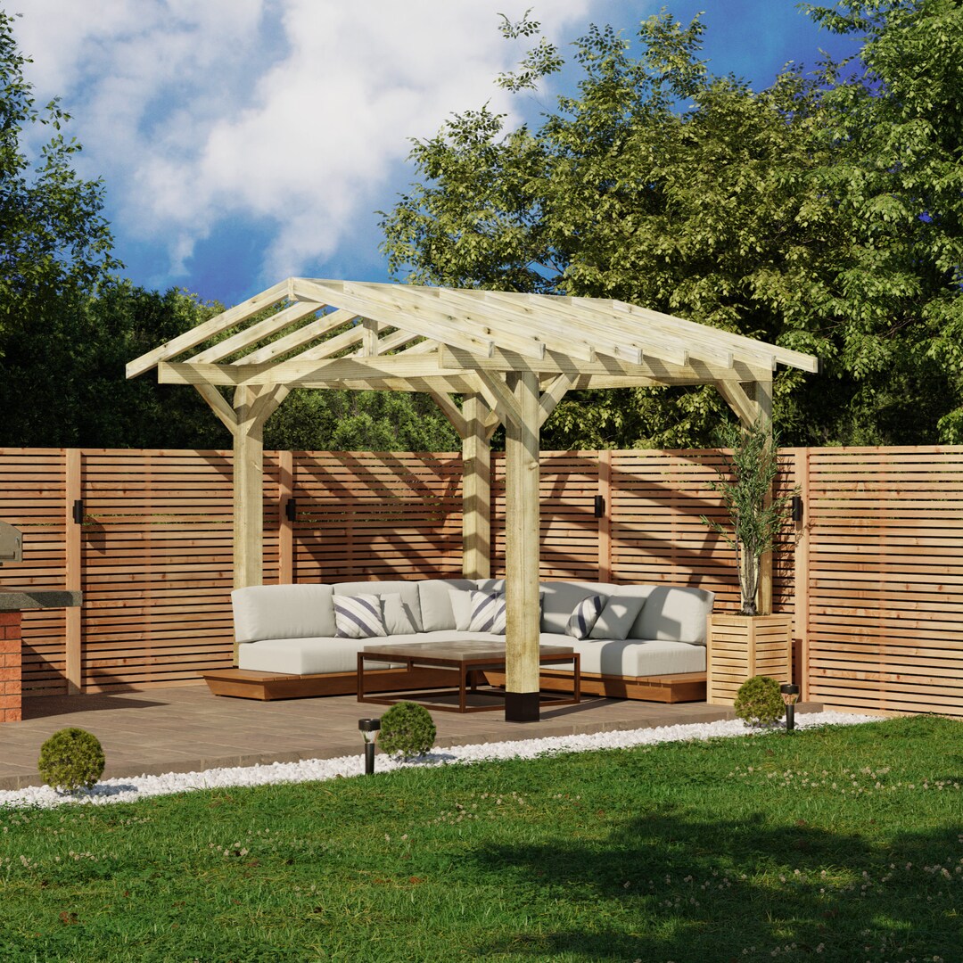 Wooden Pergola Open Roof Apex Structure With Overhang - Etsy