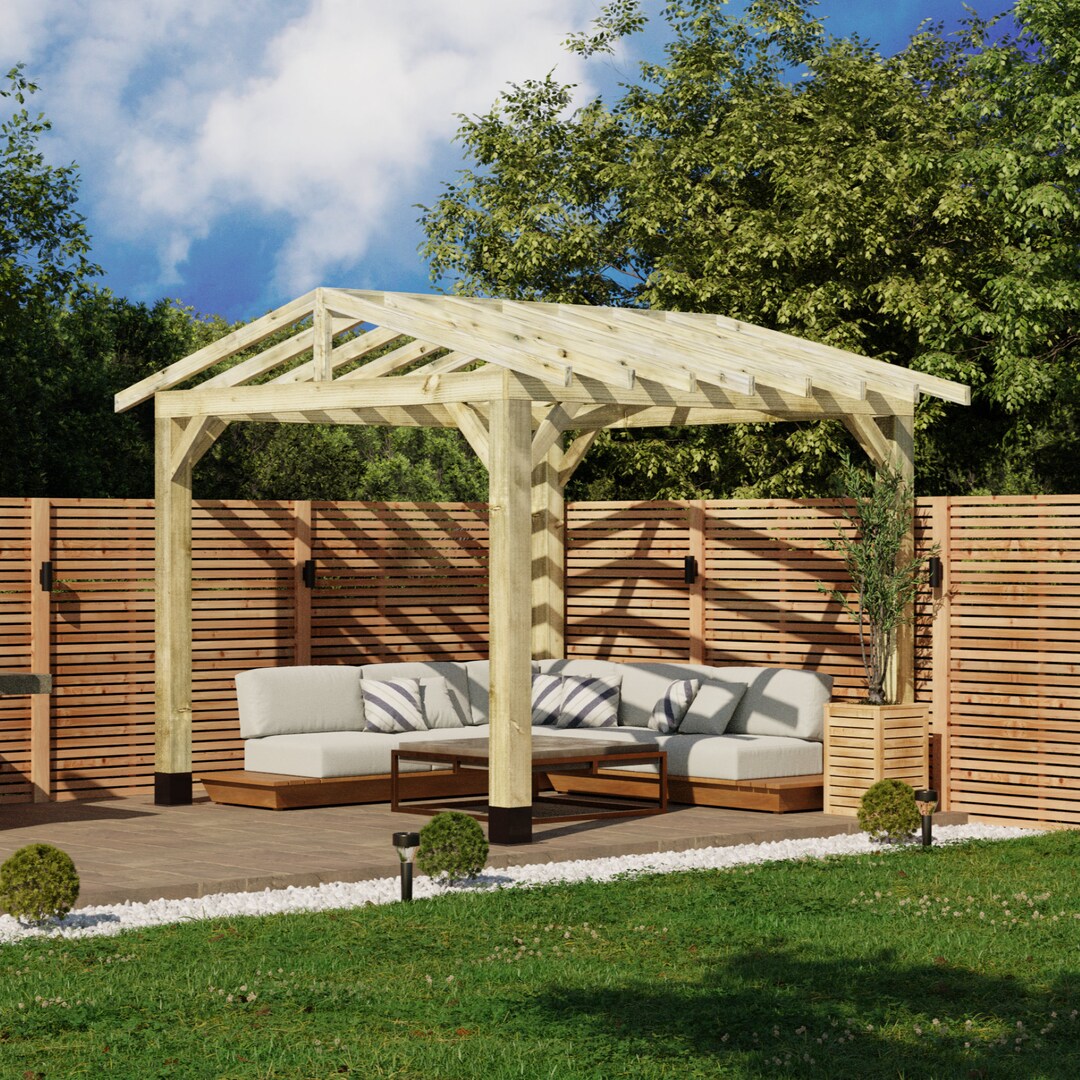 Wooden Pergola - Open Roof - Apex Structure - No Overhang - Etsy UK