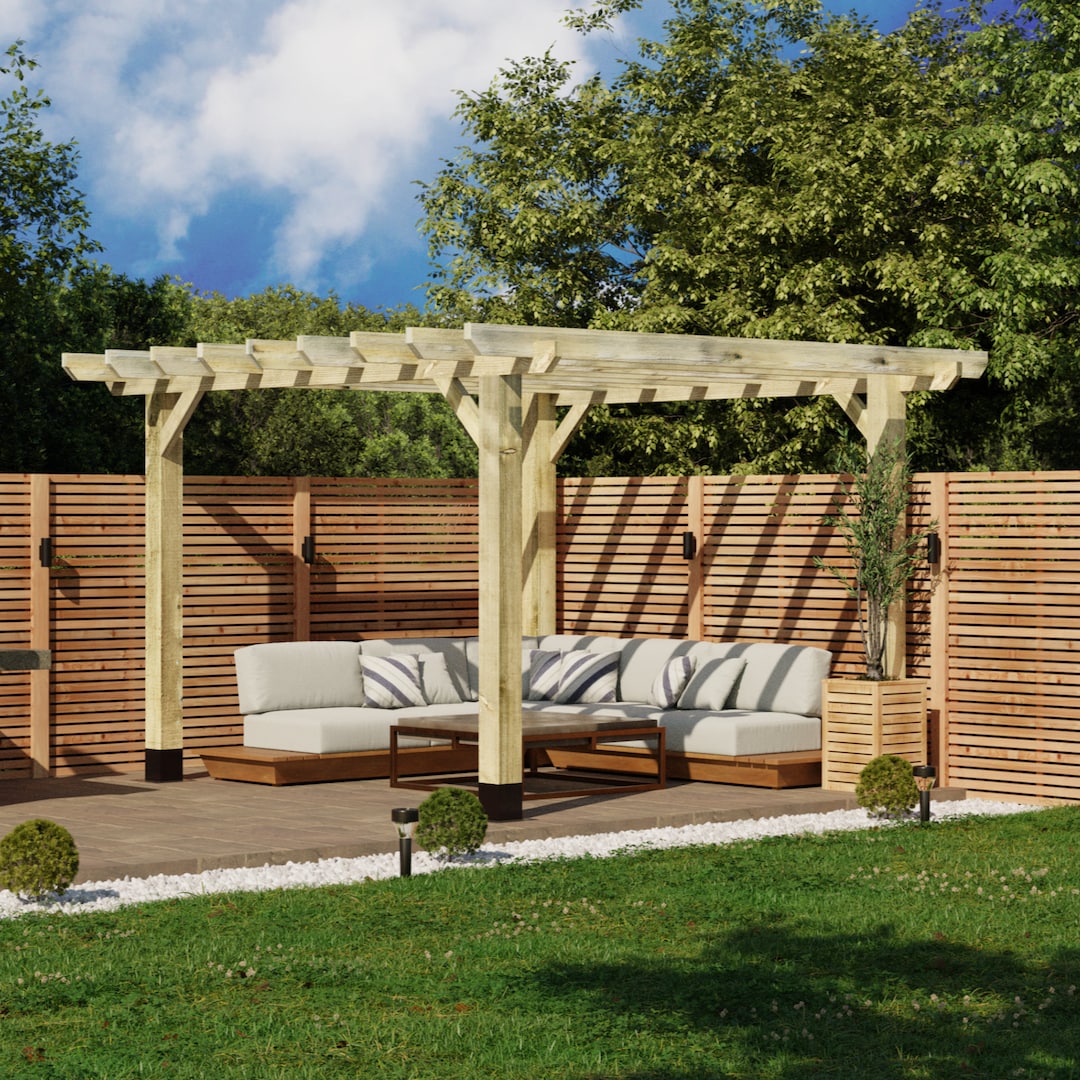 Wooden Pergola - Flat & Open Roof - Etsy UK