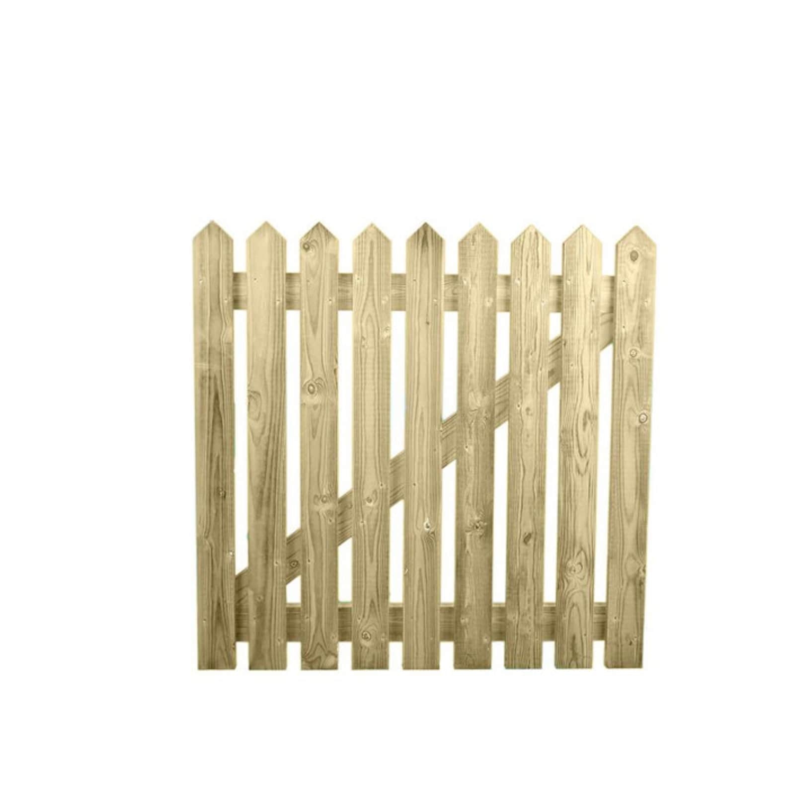 Picket Gate 3ft X 3ft Pointed Top Treated Wooden Garden Gates Wood High ...