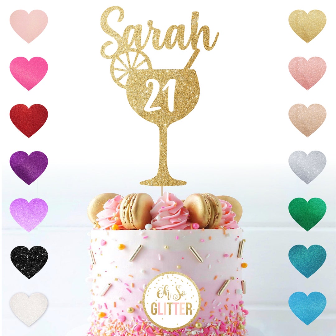 Customised Cocktail Cake Topper, Hen Do Bachelorette, Glitter Topper ...
