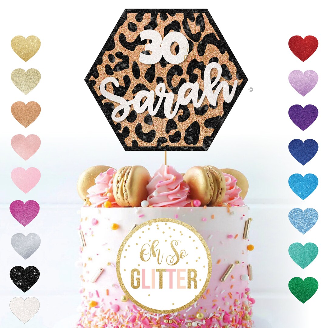 Leopard Print Customised Cake Topper, Rose Gold Animal Print ...