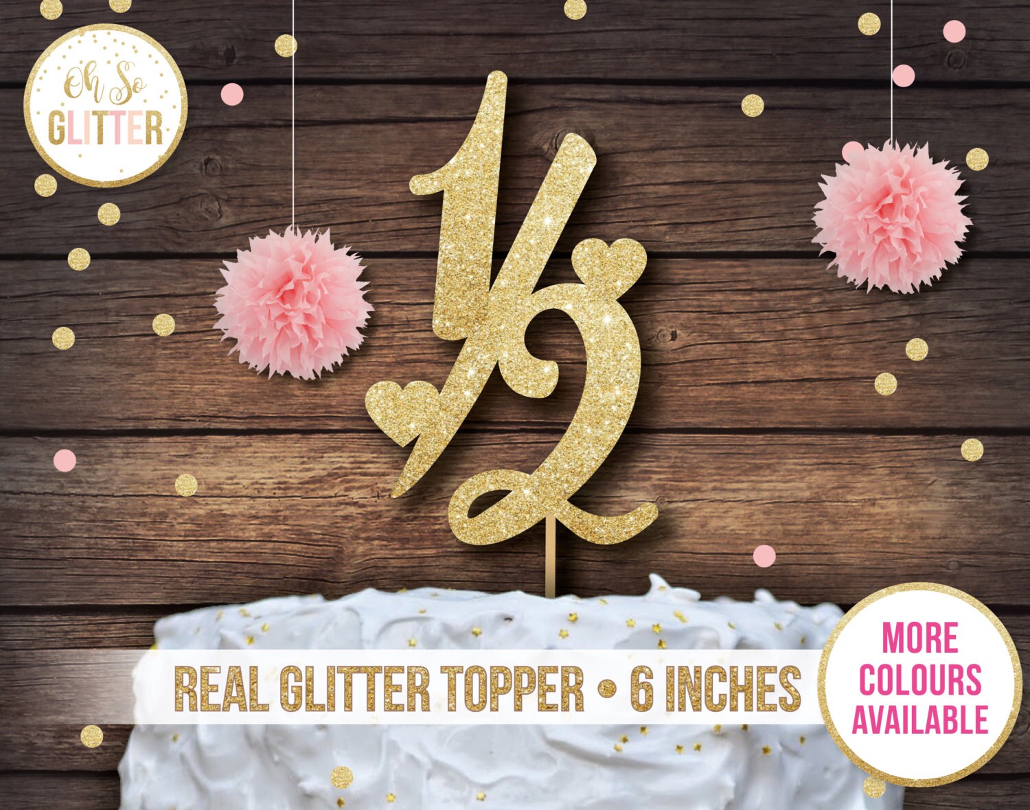 Half cake topper custom cake topper 1/2 cake topper | Etsy