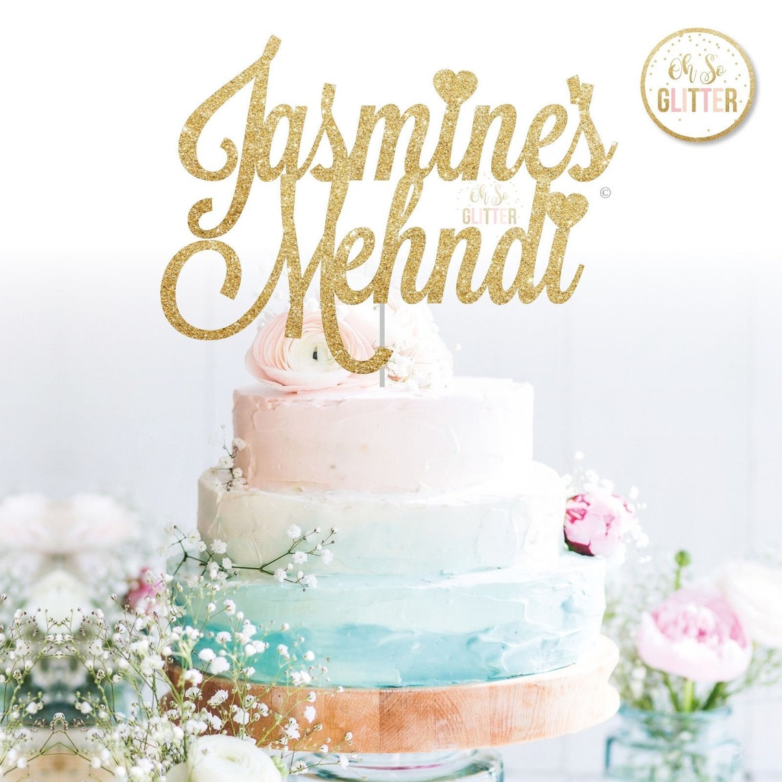 Jasmine's Mehndi Cake Topper Birthday Gold Cake Topper - Etsy
