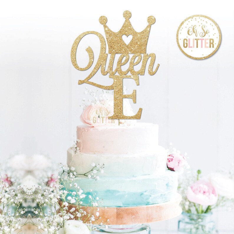 Queen Cake Topper Birthday Gold Cake Topper Glitter Cake - Etsy