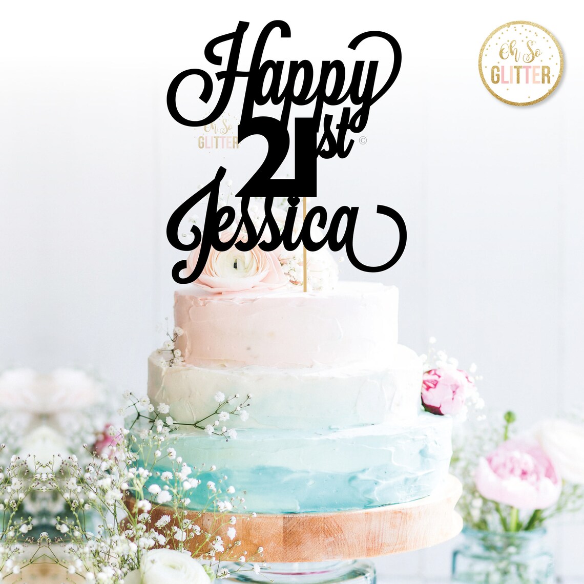 21st Cake Topper 21 Cake Topper Name Cake Topper Custom Cake | Etsy UK