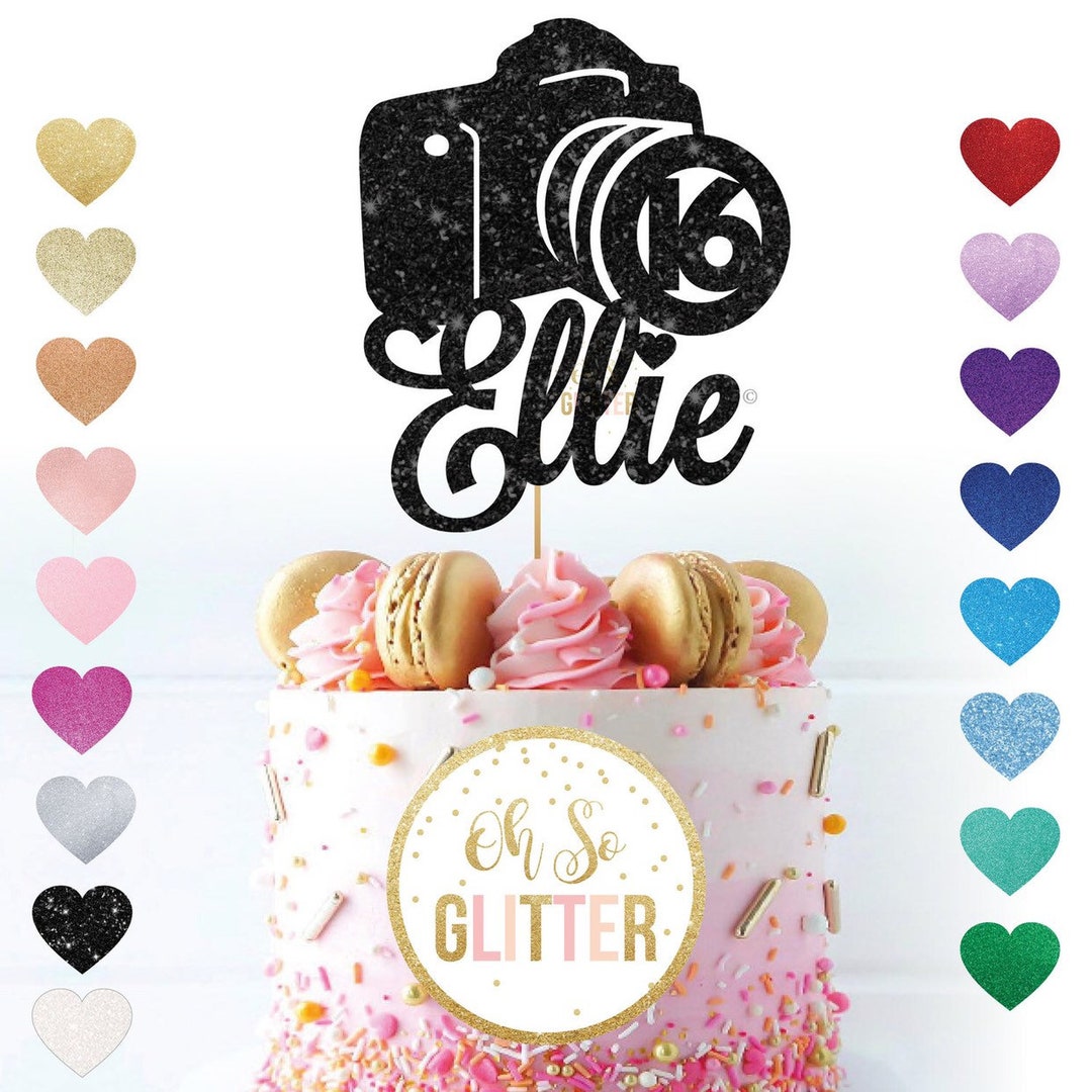 Camera Cake Topper, Photography Birthday Glitter Cake Topper, Custom ...