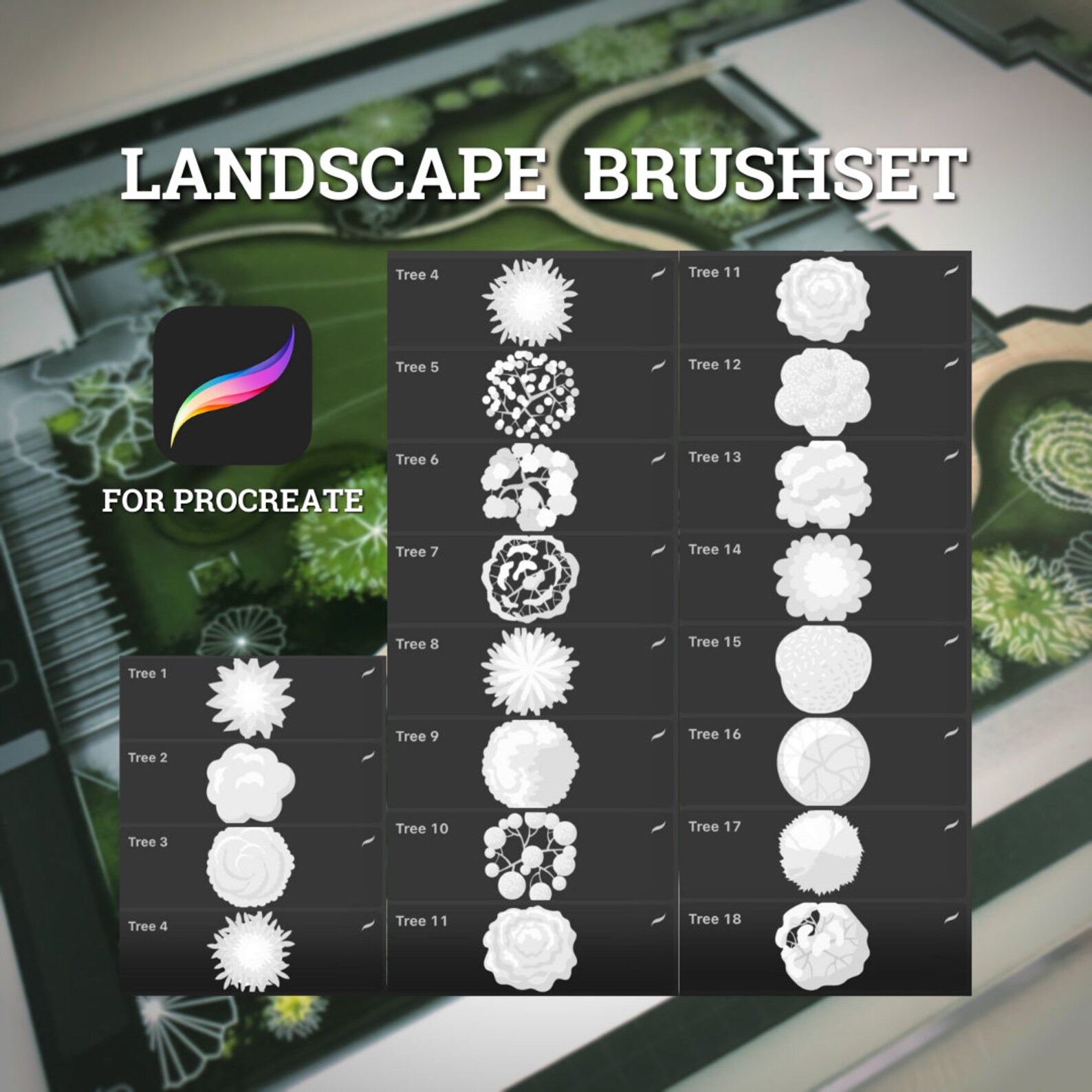Procreate Brushes Tree Landscape Brush Procreate Procreate Etsy