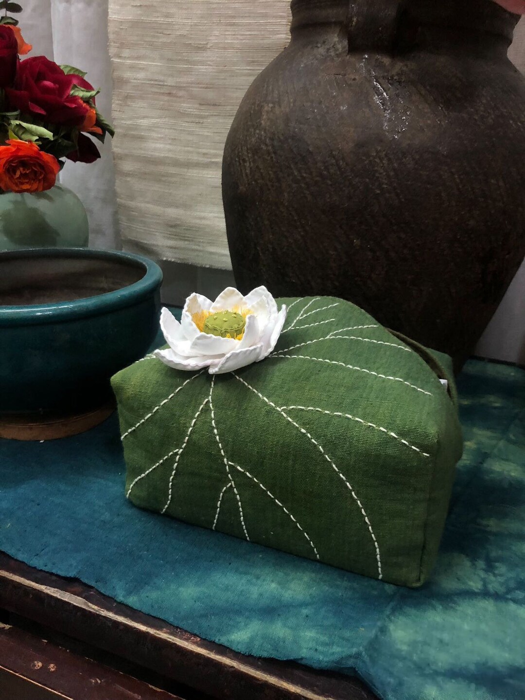 Fabric Lotus Tissue Box, Gan Anniversary Wedding Birthday Graduation ...