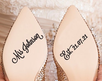 Custom Wedding Shoes Decals, Wedding Shoes Stickers, Bride Shoes ...