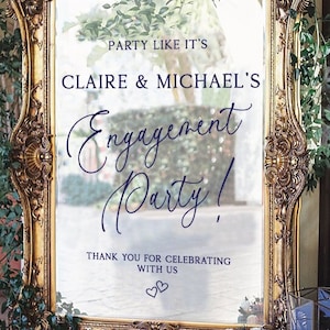 Engagement Party Mirror Decal, Custom Party Sticker, Personalised ...