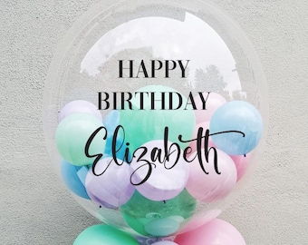Personalised Balloon Decal, Balloon Label, Custom Vinyl Decal, Birthday ...