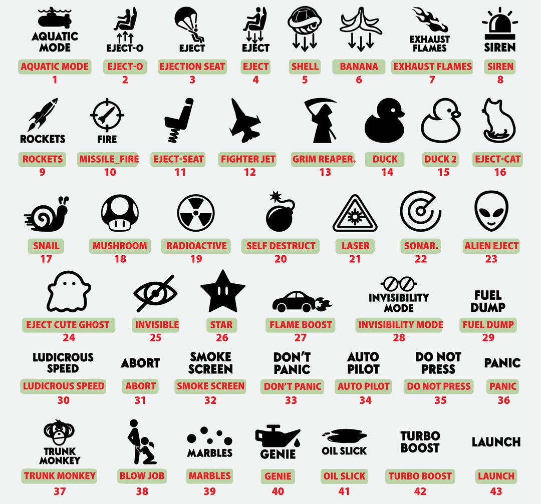 Blank Car Button Decal, Eject Passenger Button Decal, Blank Buttons ...