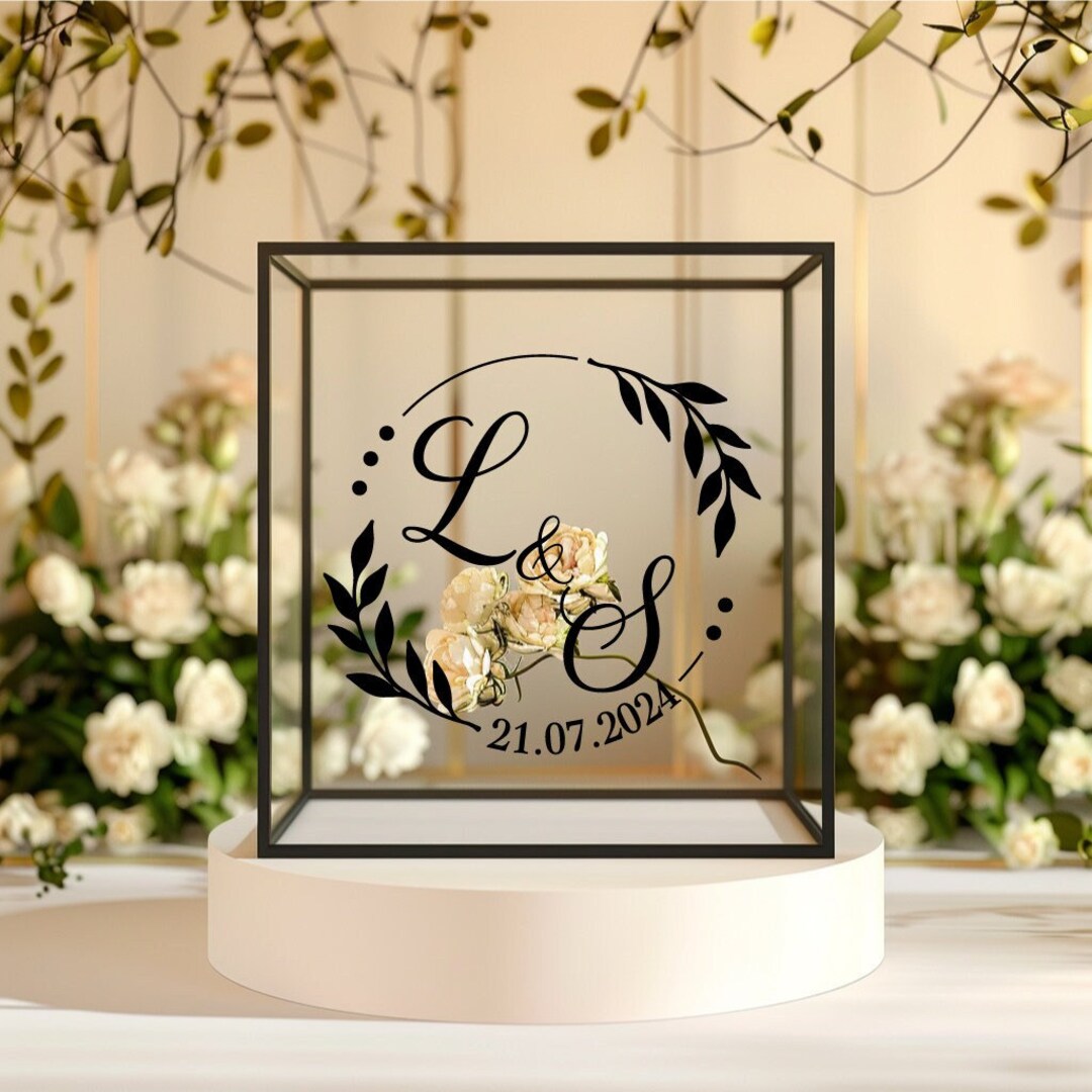 Custom Card Box Vinyl Decal for Wedding, Gift Box Sticker, Personalized ...