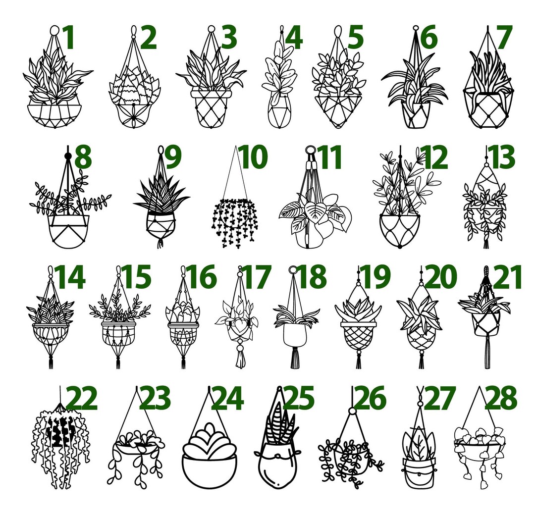 Hanging Plants and Succulents Decal, Plant Decal, Botanical Decal ...