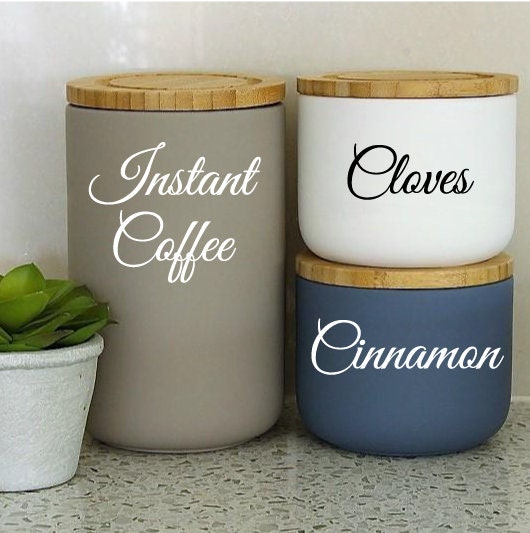 Canister Decals Canister labels Jar labels Custom Name | Etsy
