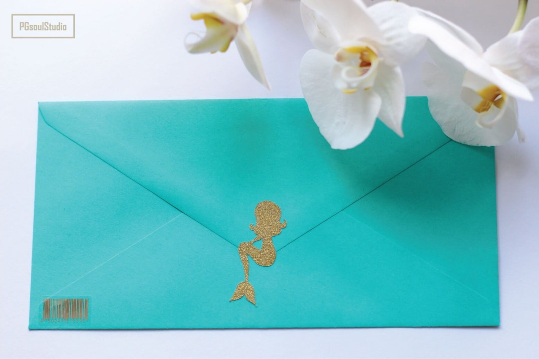 Set of 10 Glitter Mermaid Envelope Seals, Glass Decals, Nautical Seals ...