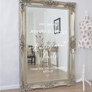 Engagement Party Mirror Decal, Custom Party Sticker, Personalised ...