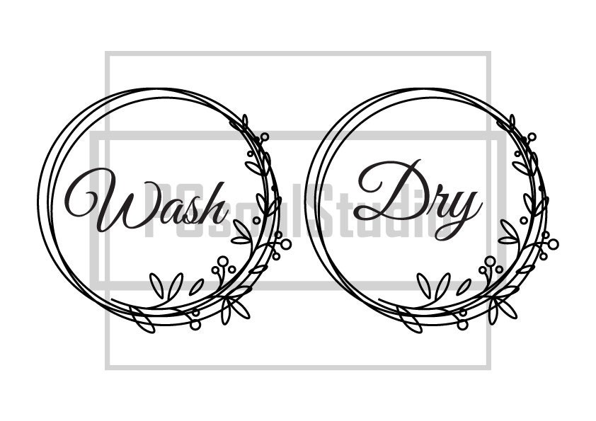 Wash and Dry Decals - Set of 2 Decals, Laundry Room Decals, Laundry ...