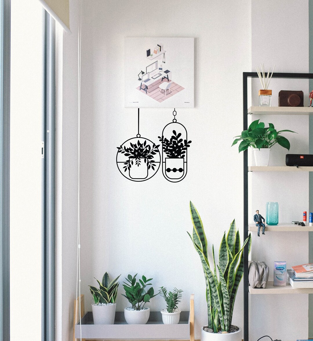 Hanging Plants and Succulents Decal, Plants Sticker, Botanical Decal ...