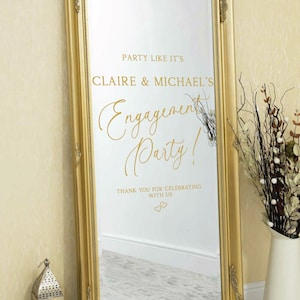 Engagement Party Mirror Decal, Custom Party Sticker, Personalised ...