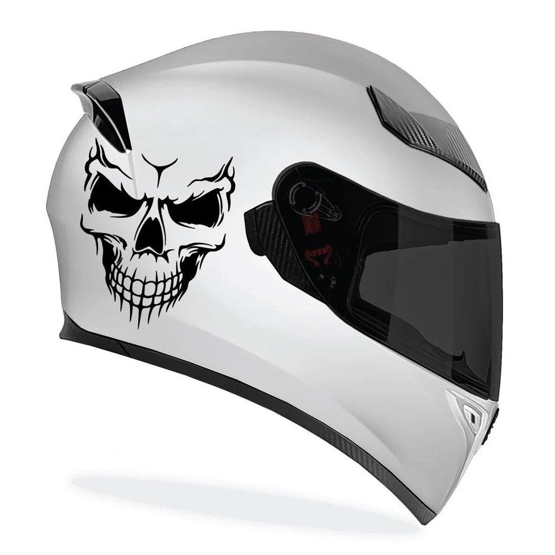 Motorcycle Helmet Skull Decal, Motorbike Demon Sticker, Car Sticker ...