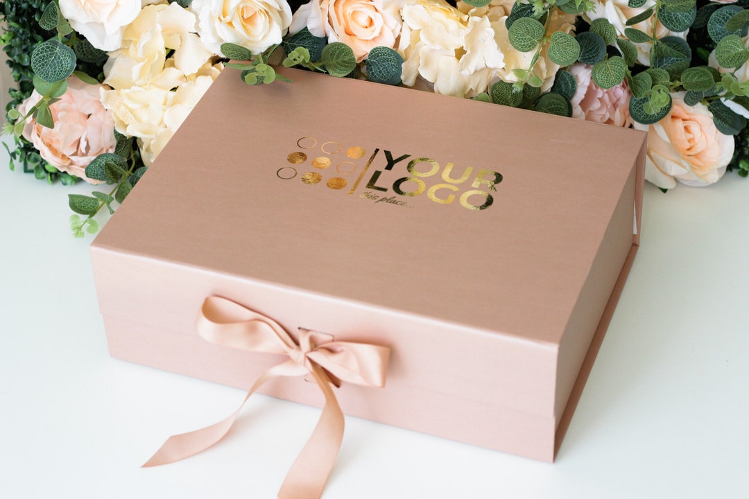 Large Rose Gold A4 Custom LOGO Gift Box, Luxury Personalized Gift Box ...