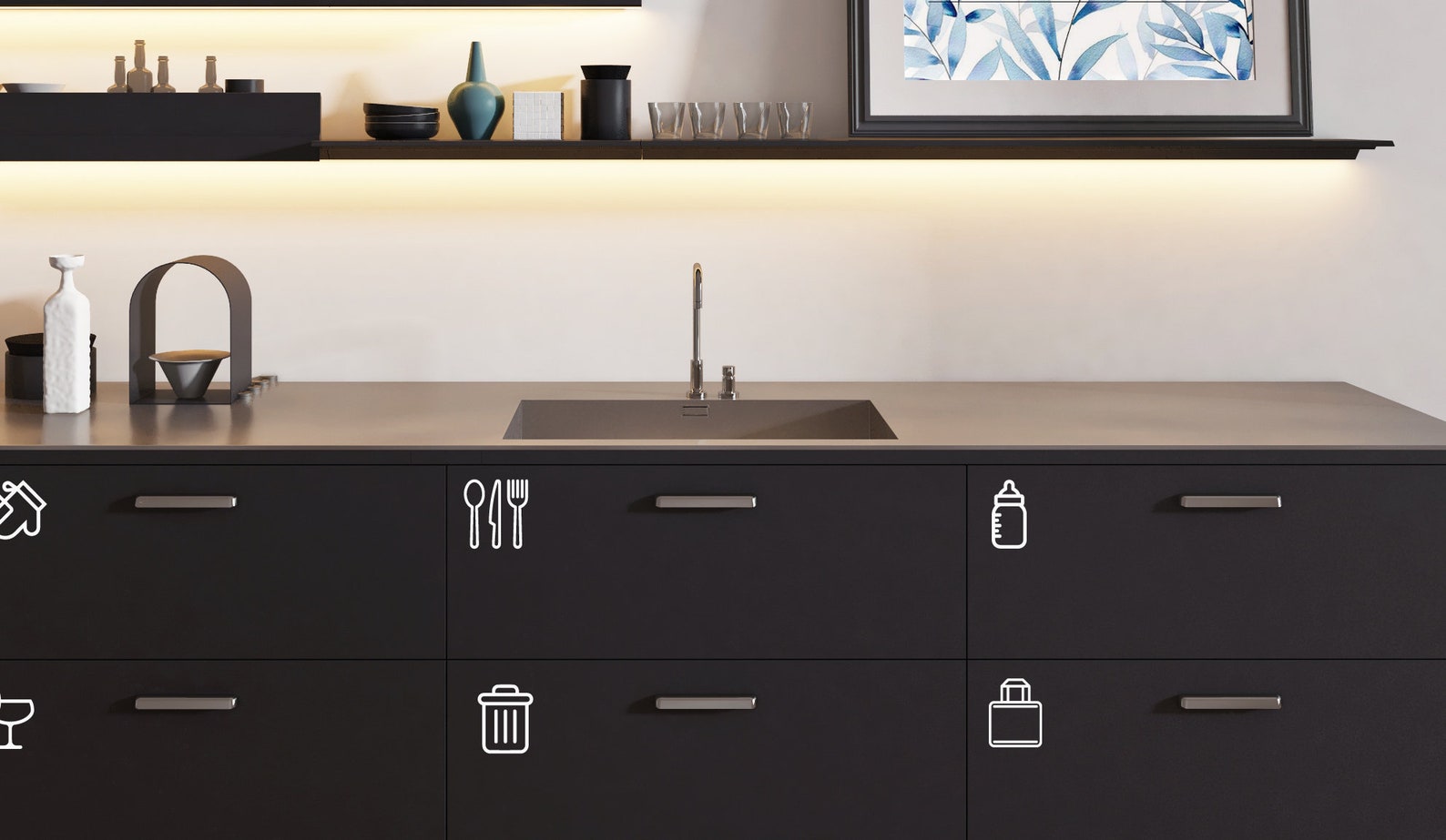 Kitchen Utensil Icon Decals, Kitchen Icons Stickers, Kitchen Organizing ...