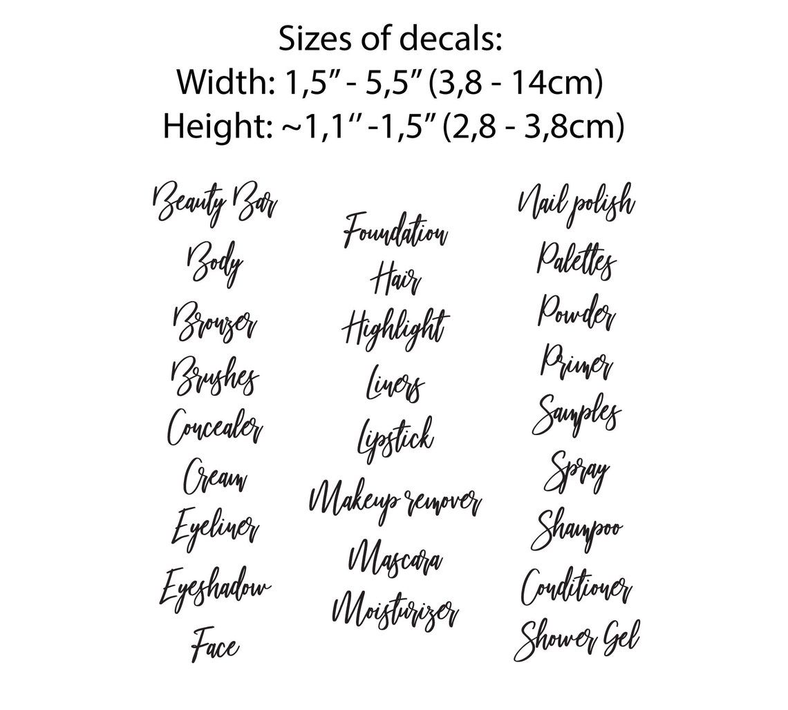 Makeup Organizer Stickers, Custom Name Sticker, Makeup Decal, Makeup ...
