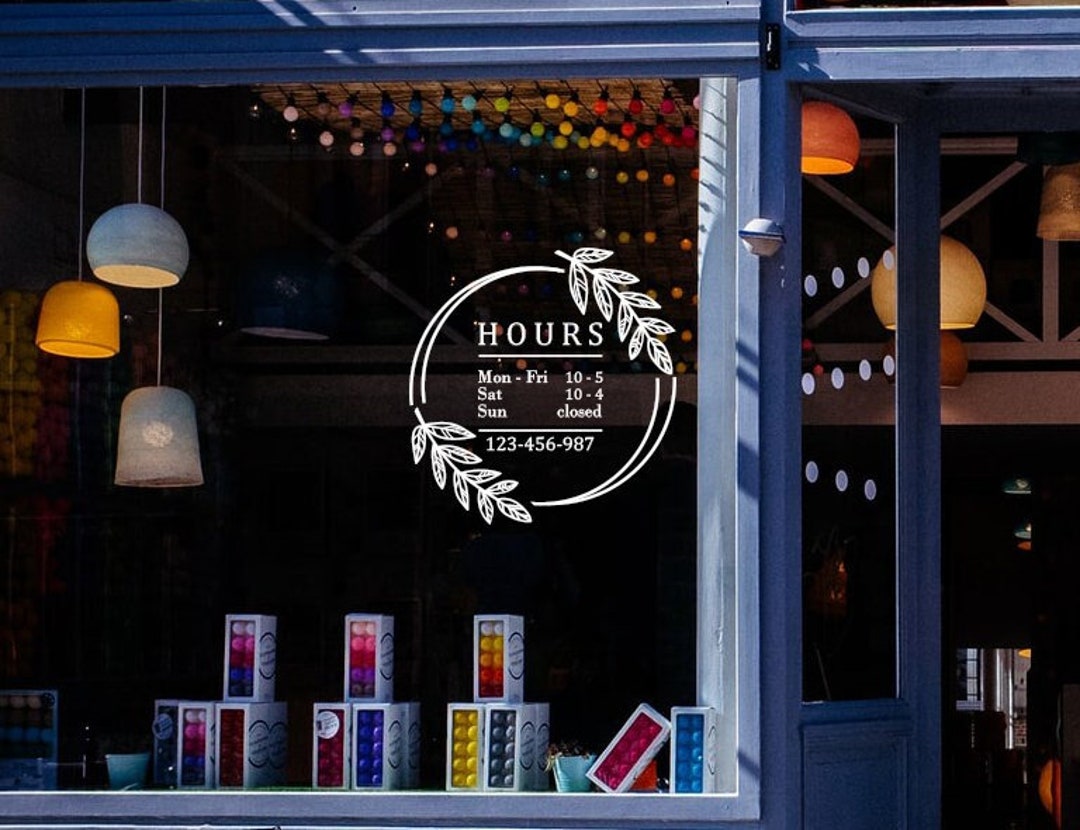 Business Hours Decal, OPENING HOURS, Store Hours Decal, Personalized ...