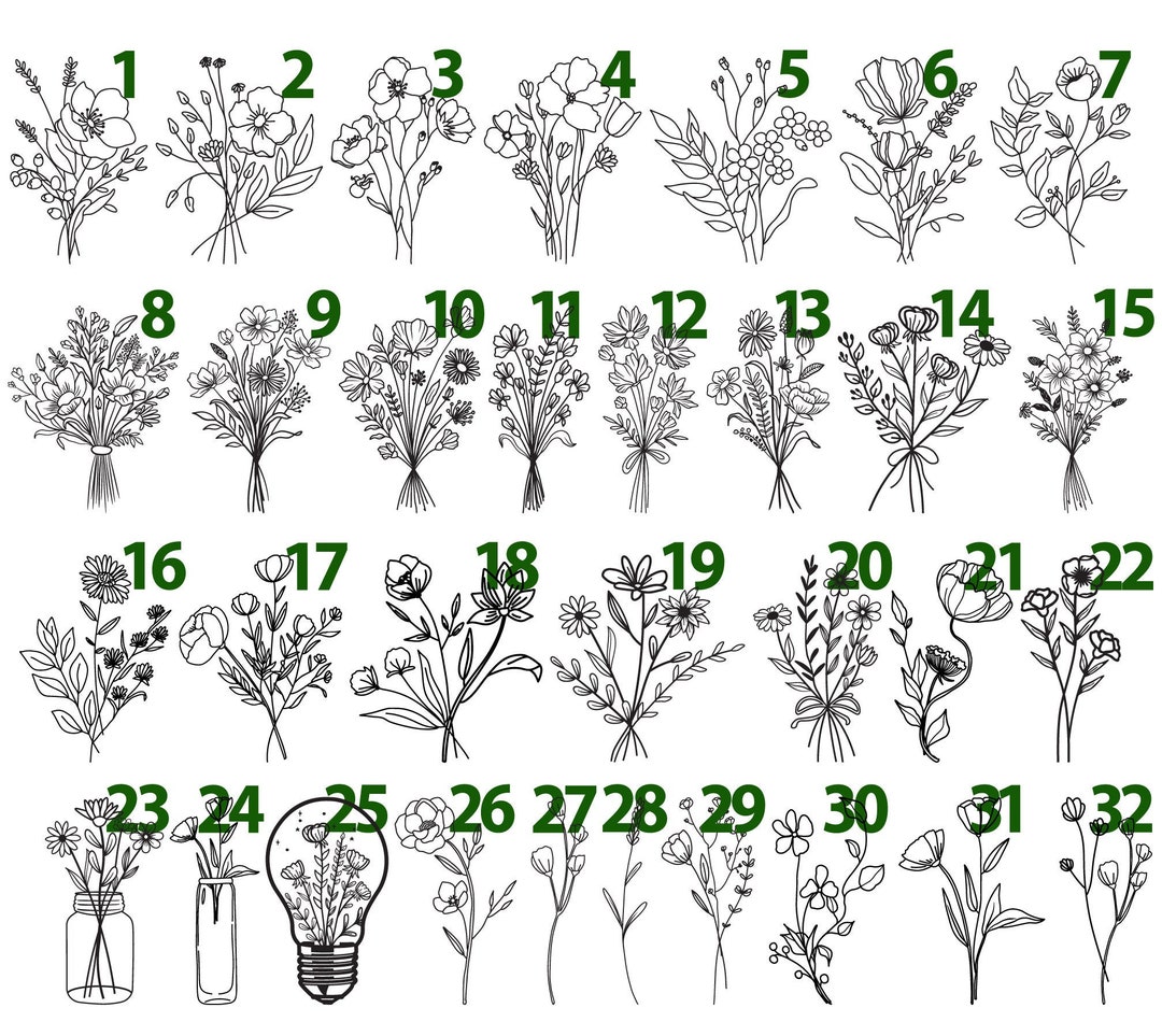 Wildflower Bouquet Decal, Flower Bouquet Sticker, Plant Lover Decal ...