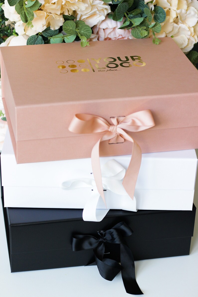 Large Rose Gold A4 Custom LOGO Gift Box Luxury Personalized - Etsy