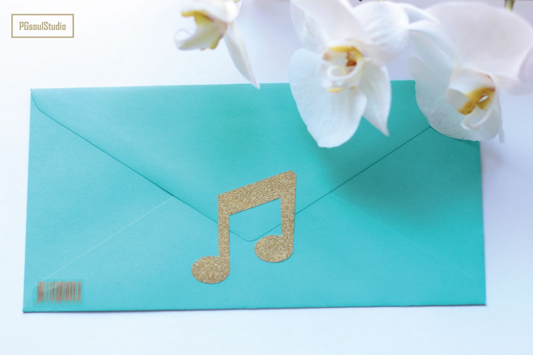 Set of 10 Glitter Music Note Stickers, Music Note Envelope Seals, Glass ...