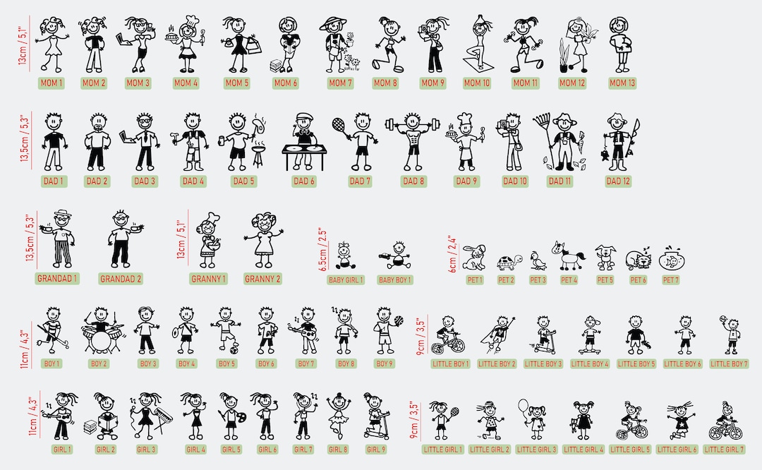 Stick Family Car Decal, Custom My Family Car Decal, Personalized Family ...