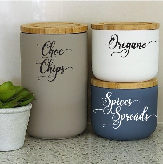 Canister Decals, Canister Labels, Jar Labels, Custom Name Sticker ...