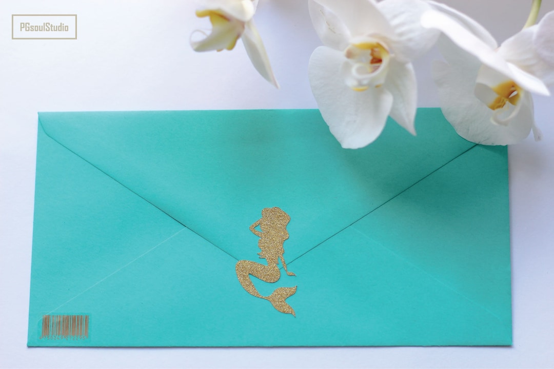Set of 10 Glitter Mermaid Envelope Seals, Glass Decals, Nautical Seals ...