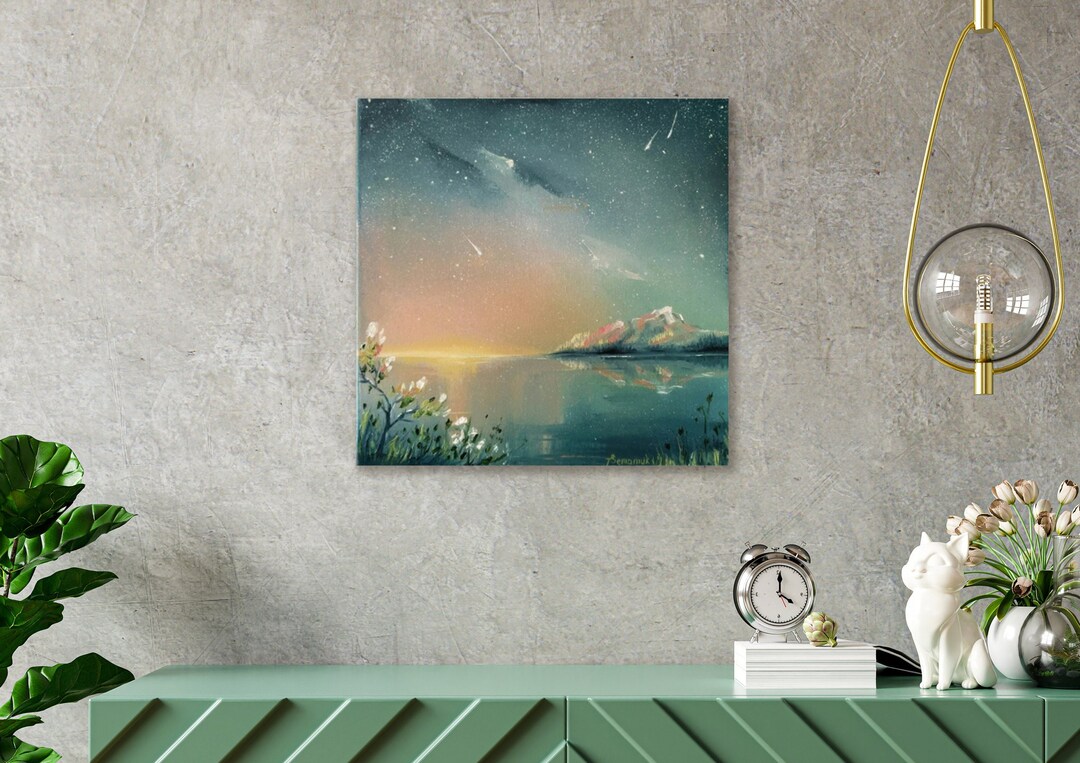 Galaxy Custom Oil Painting Landscape Mural Starry Night Wall Decor Over ...