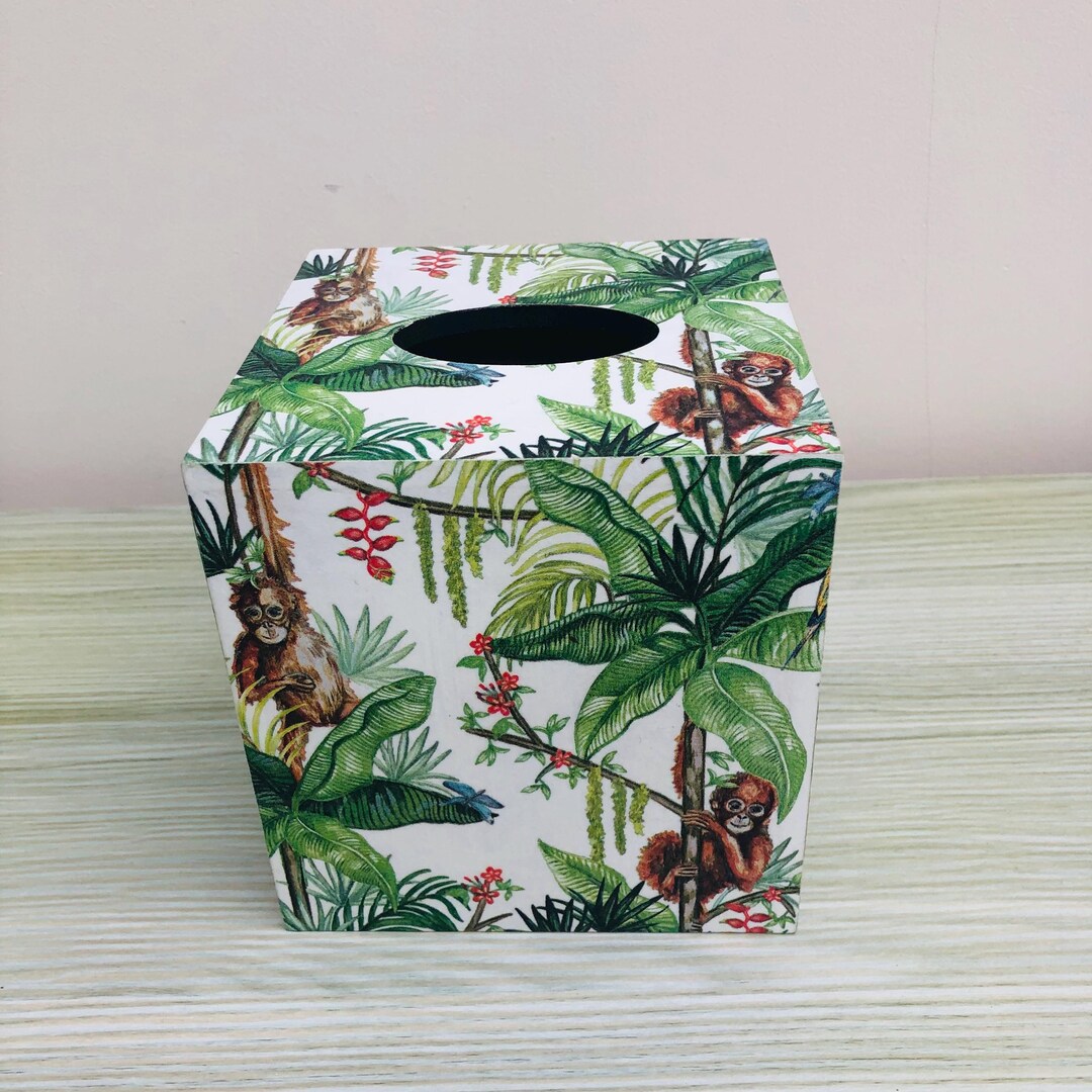 Jungle Themed Decoupaged Square Tissue Box Cover - Etsy