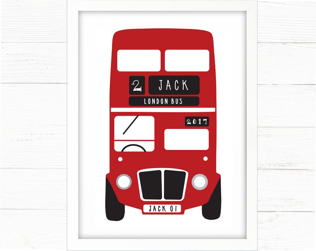 Boys Personalised London Bus Print. Nursery Decor, Wall Art, Transport ...